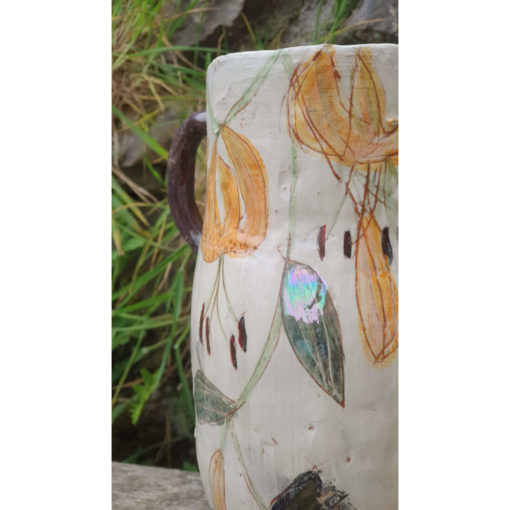 Jacqueline Leighton Boyce - 'Blackbird Lilies' Vase - Tim Williams Fine Art