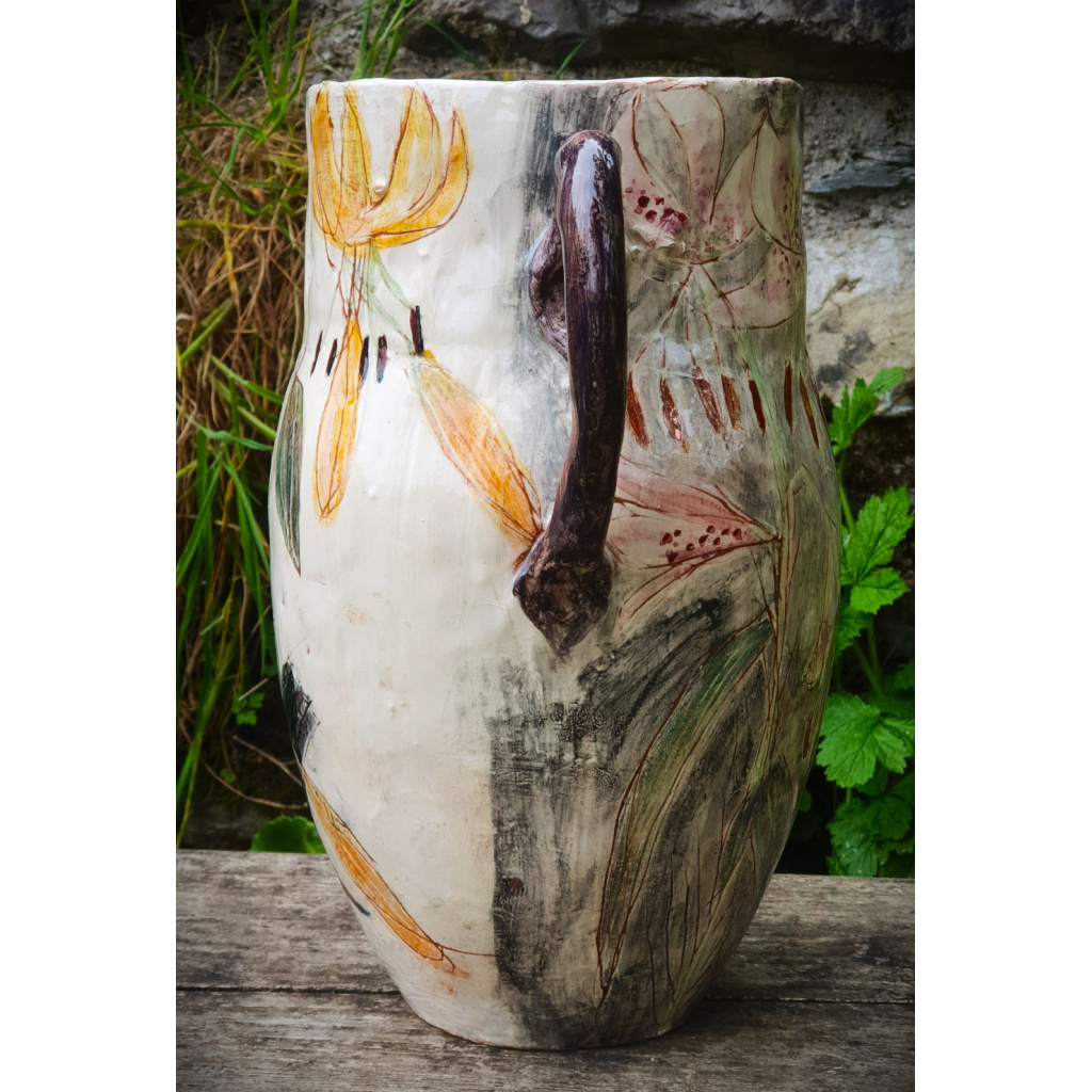 Jacqueline Leighton Boyce - 'Blackbird Lilies' Vase - Tim Williams Fine Art