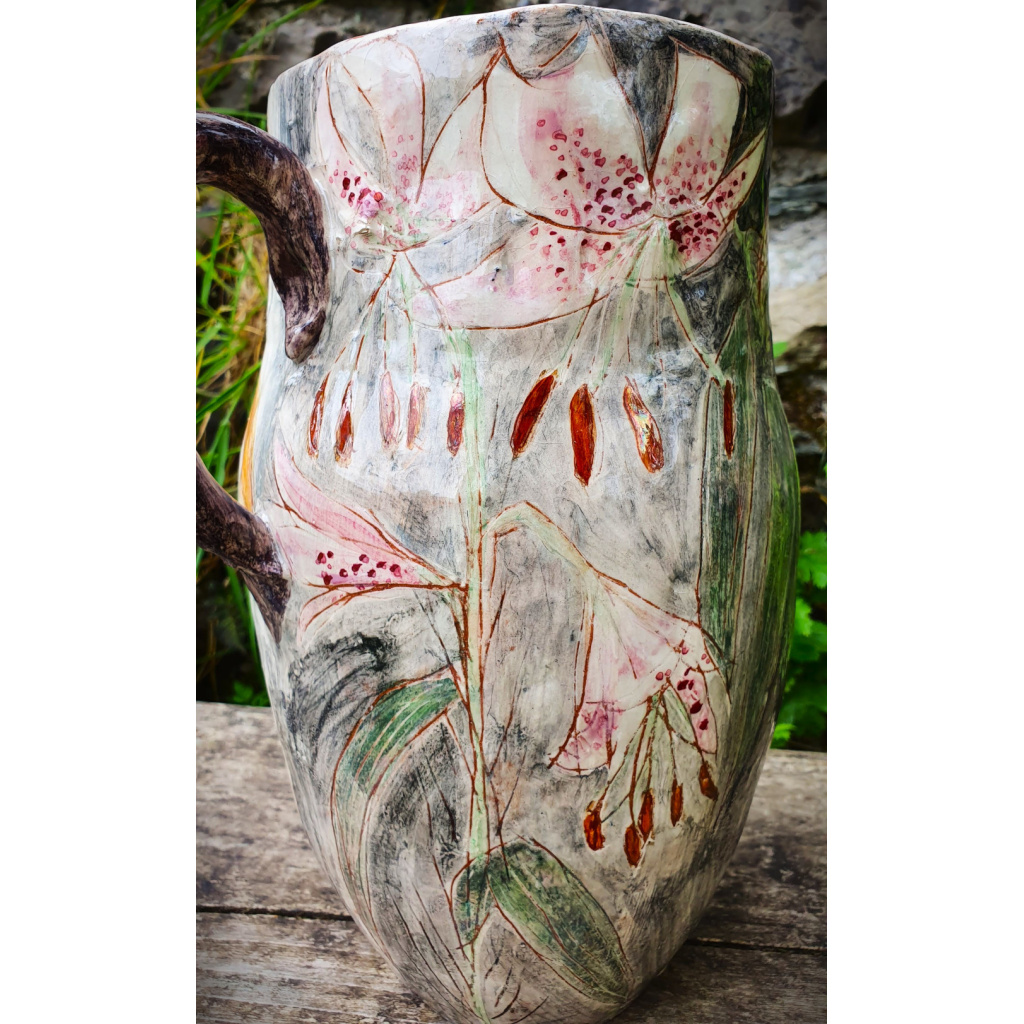Jacqueline Leighton Boyce - 'Blackbird Lilies' Vase - Tim Williams Fine Art
